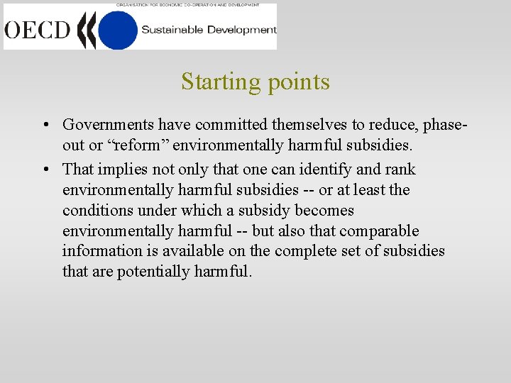 Subsidy Measurement And Classification Developing A Common Framework