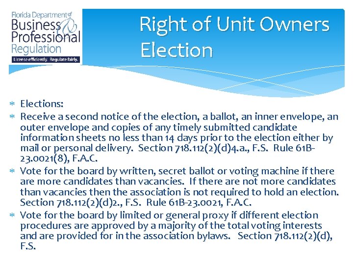 Condominium Unit Owner Rights and Responsibilities Division of