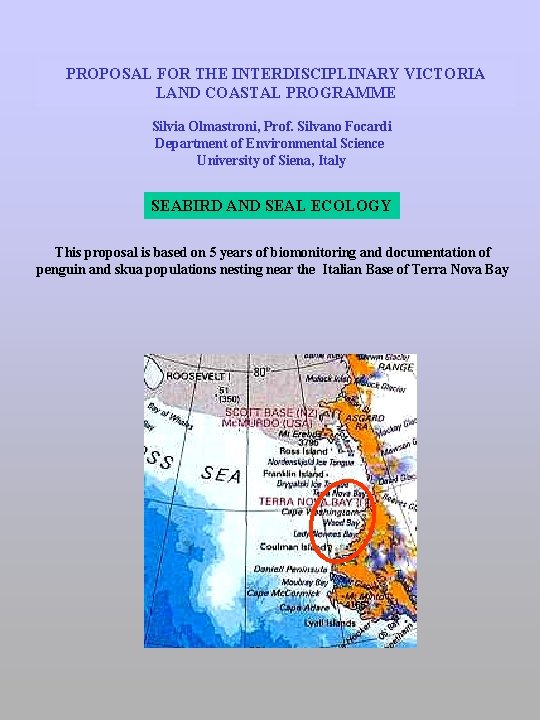 PROPOSAL FOR THE INTERDISCIPLINARY VICTORIA LAND COASTAL PROGRAMME