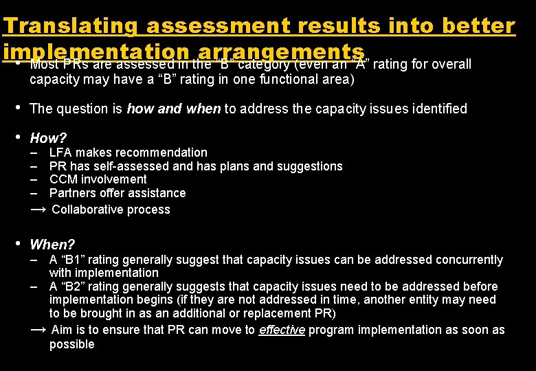 Global Fund Assessments Part II Understanding Assessment Results