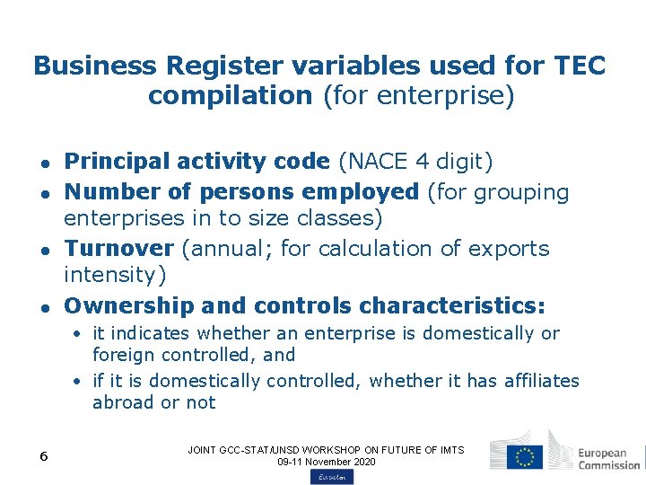 Official European Statistics on Trade by Enterprise Characteristics
