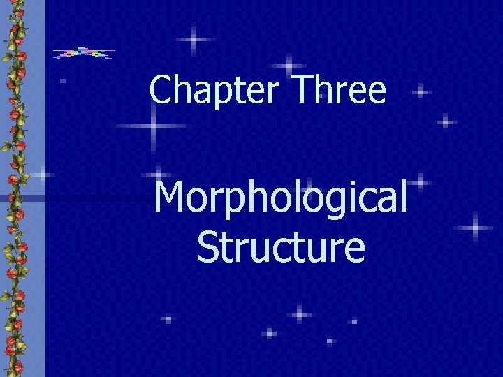 Chapter Three Morphological Structure Diagram of Morphemes I