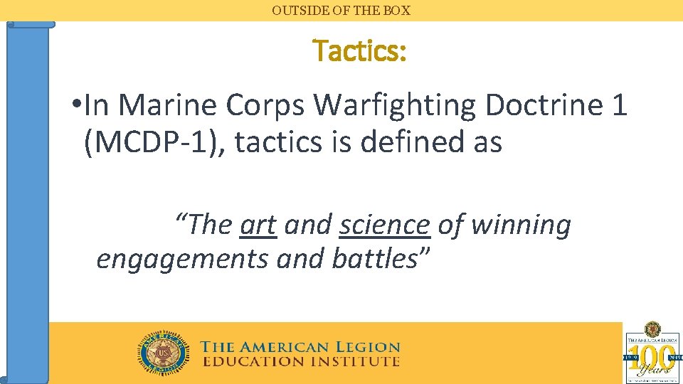 OUTSIDE OF THE BOX OUTSIDE OF THE BOX