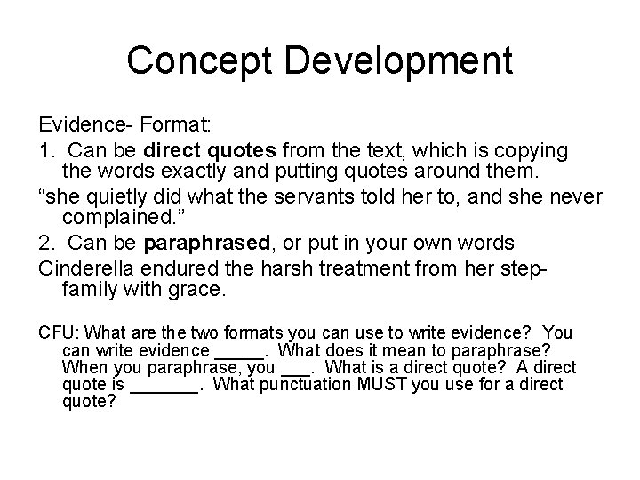 Response to Literature Finding Evidence Objective To find