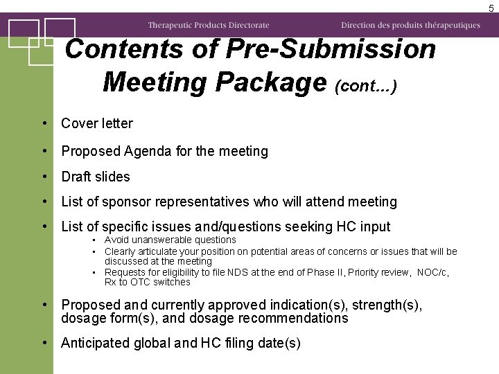 Best Practices for PreSubmission meetings from a TPD