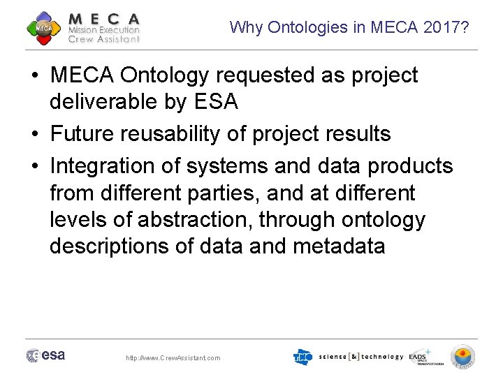 The MECA Project Using an OWLRDF Knowledge Base