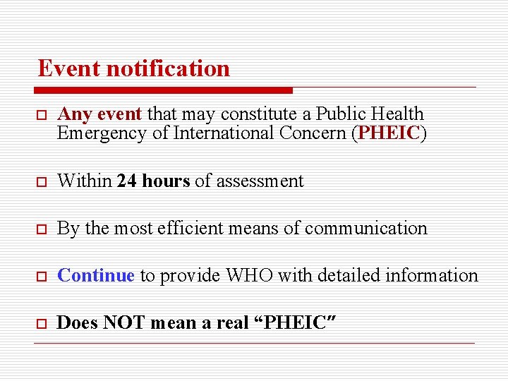 PHEIC Decision Instrument Dr Reuben Samuel WHO Country