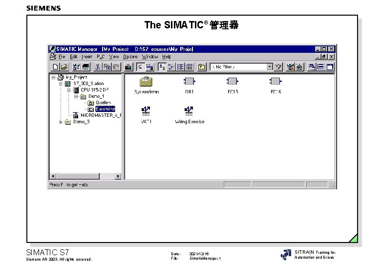 The SIMATIC SIMATIC S 7 Siemens AG 2003