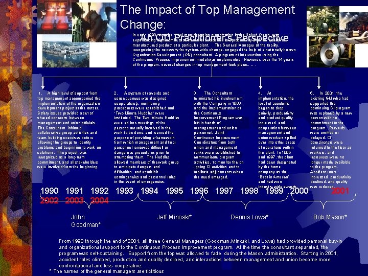 The Impact of Top Management Change An OD