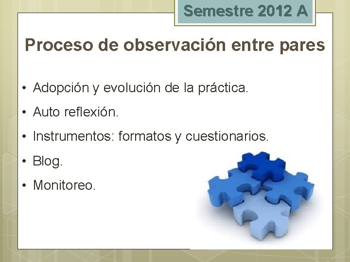 Semestre 2012 A Comisin de Observacin entre pares