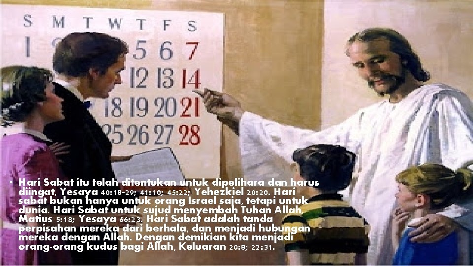 Hari Sabat adalah tanda kuasa Tuhan Yesus Kristus