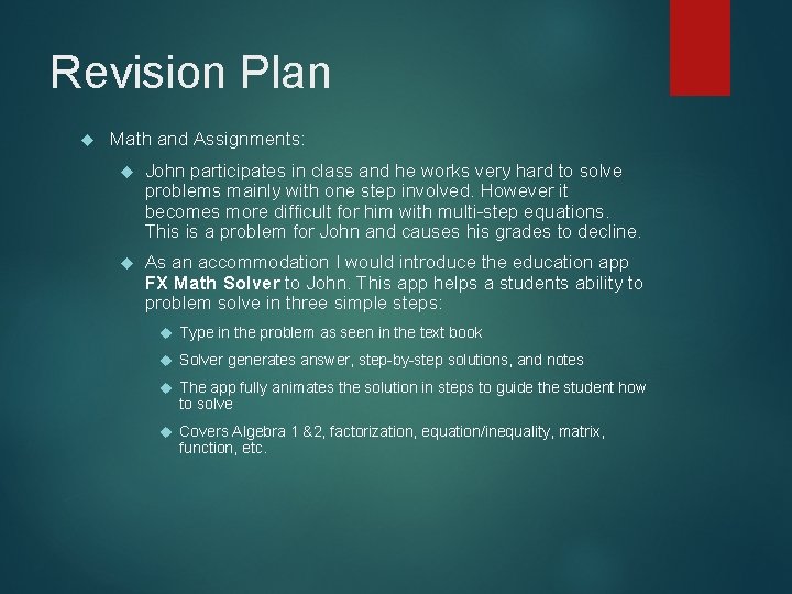 Transition IEP SARAH BEAMES All about John is