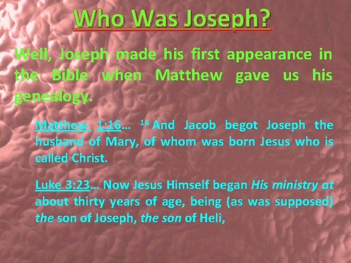 T he Reading Tonight Matthew 2 19 23