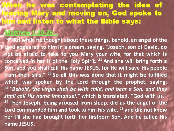 T he Reading Tonight Matthew 2 19 23