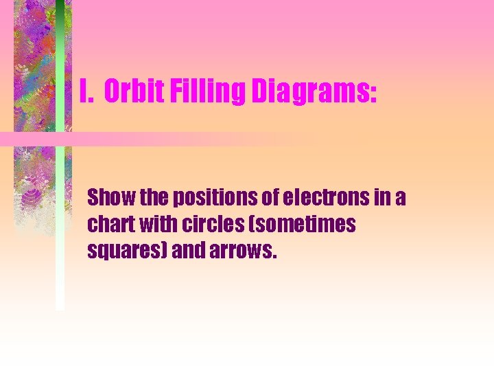 Orbit Filling Diagrams Chemistry of atoms is caused