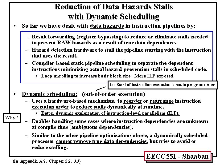 Reduction of Data Hazards Stalls with Dynamic Scheduling