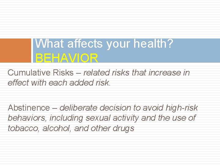 What are three components of your health triangle