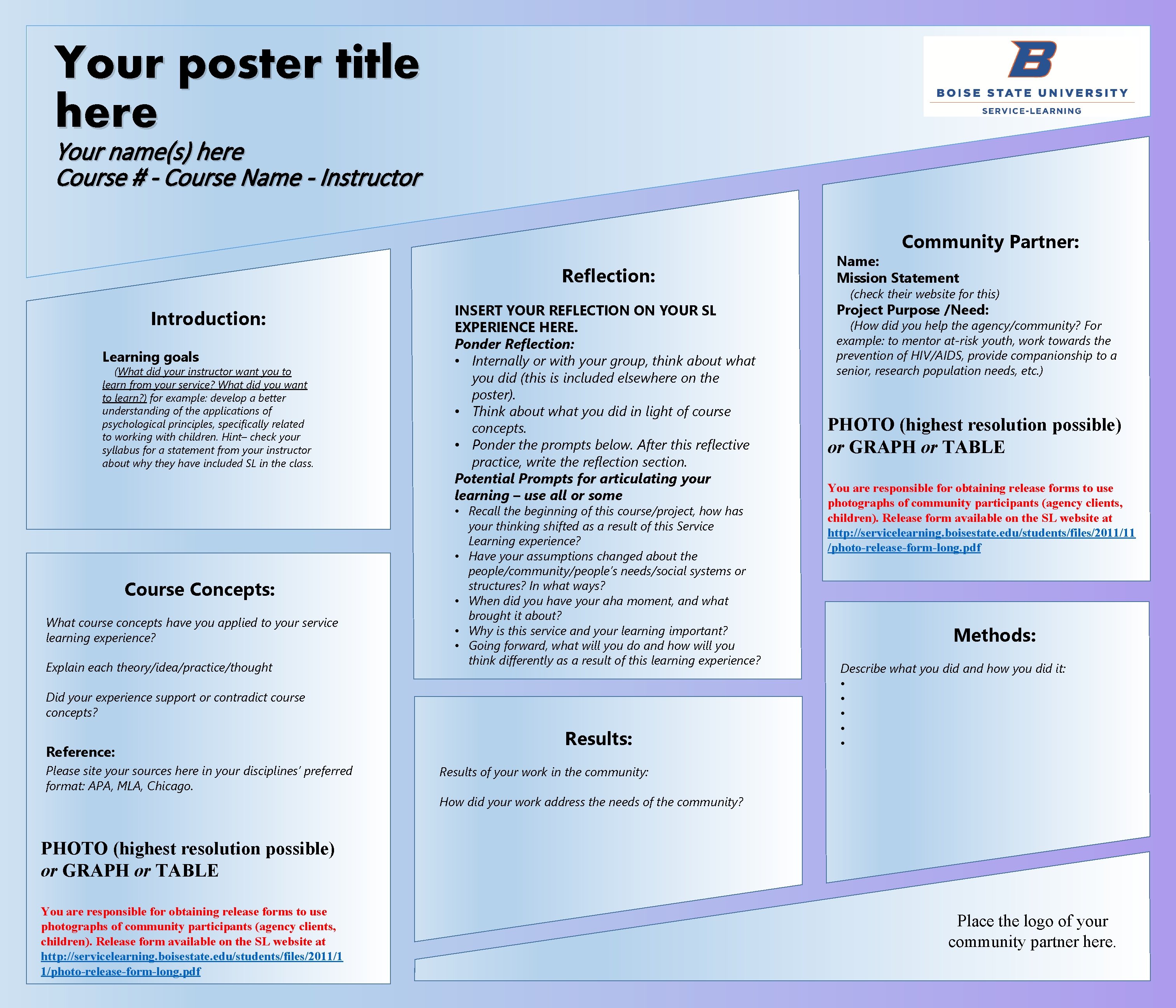 Your poster title here Your names here Course