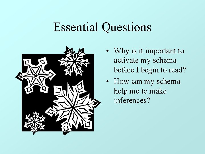 Using Schema to Make Inferences Essential Questions Why