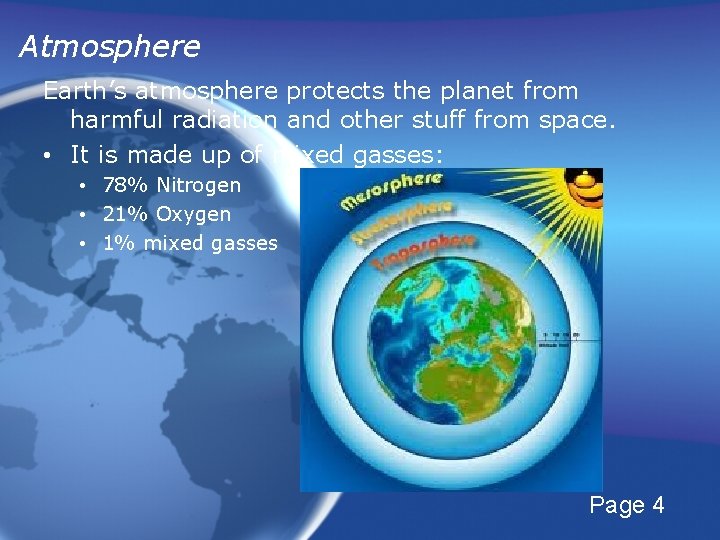 Table of Contents Title Page Earth Science Page