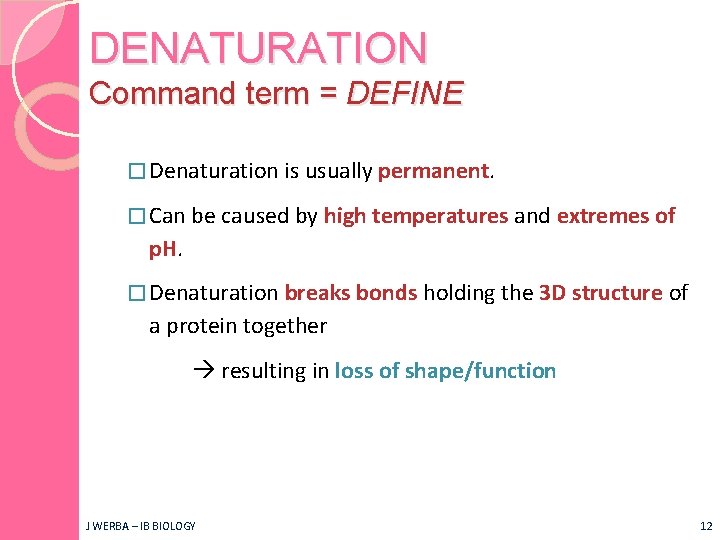 ENZYMES Topic 3 6 IB Biology Miss Werba