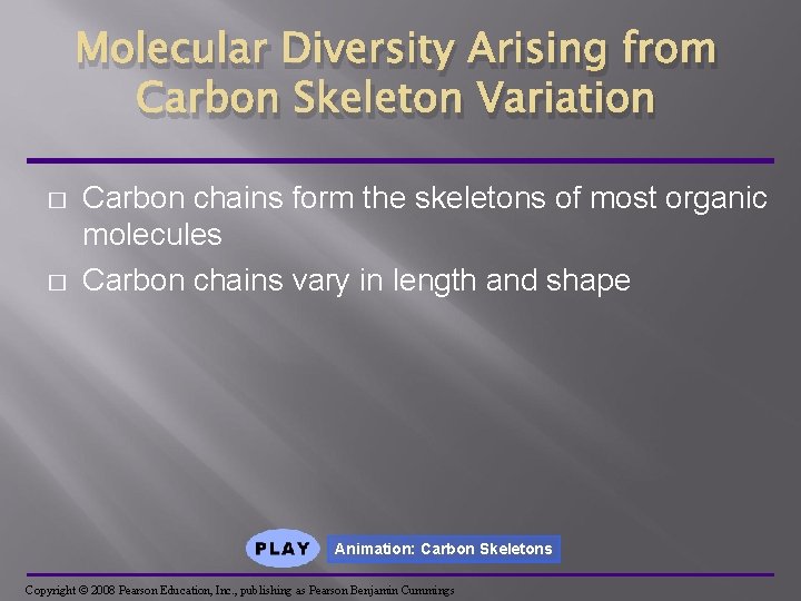 Overview Carbon The Backbone of Life Although cells