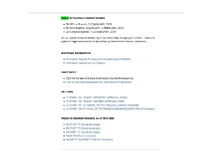 Promotion Boards Selection Process for rank during the