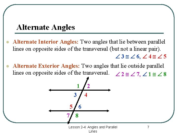 Lesson 2 4 Angles and Parallel Lines Lesson
