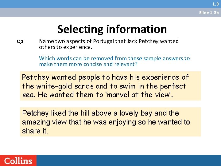 1 3 Slide 1 3 a Selecting information