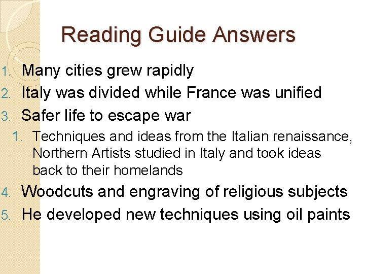 Reading Guide Answers Many cities grew rapidly 2