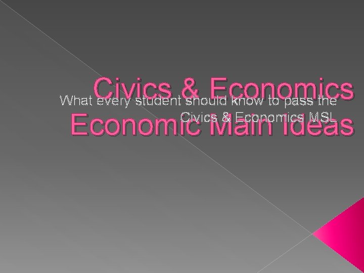 Civics Economics What every student should know to