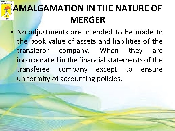 CORPORATE ACCOUNTING II UNIT I AMALGAMATION AND RECONSTRUCTION