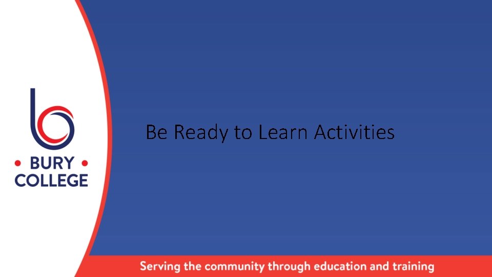Be Ready to Learn Activities Activity One Based