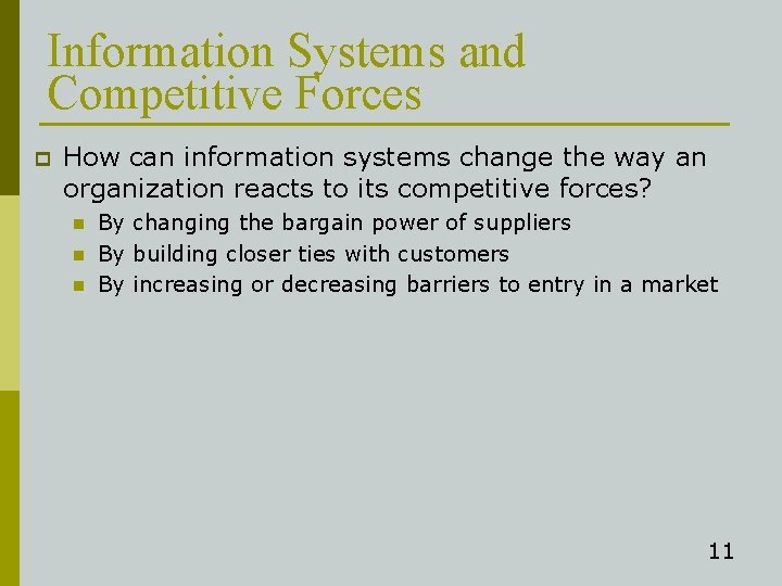 Managing Information Systems For Strategic Advantage Part 1