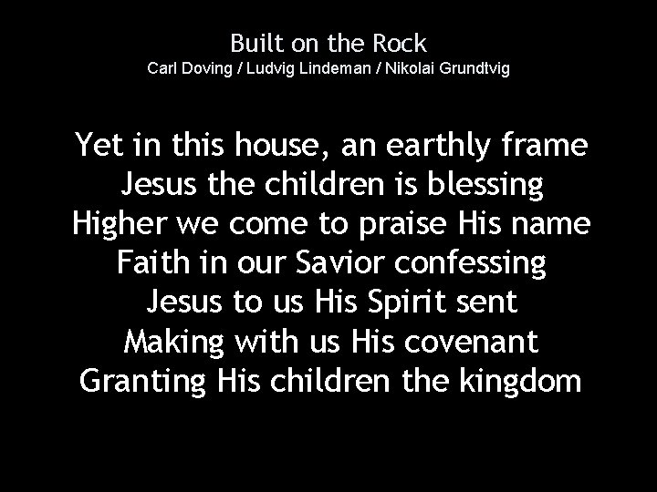 Built on the Rock Carl Doving Ludvig Lindeman