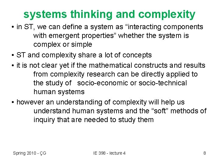 lecture 4 complexity simple systems complex systems parallel