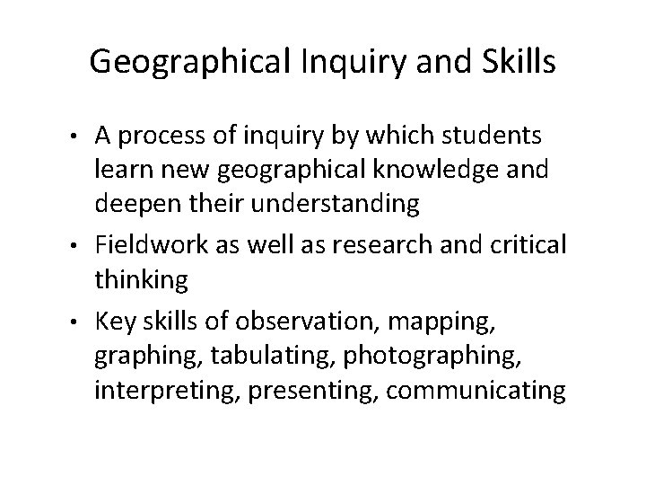 THE BASIC IDEAS OF GEOGRAPHY Core units Key