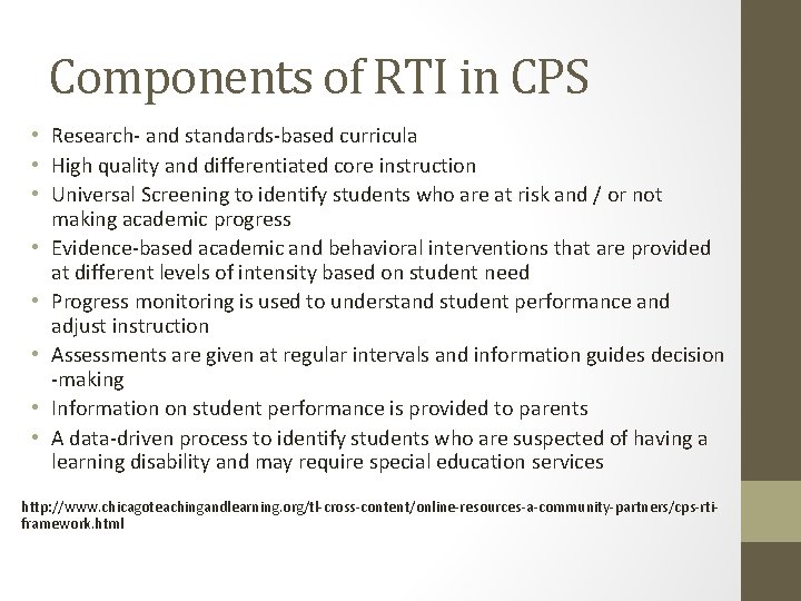 Response to Intervention SPED 461 Basic Principles of