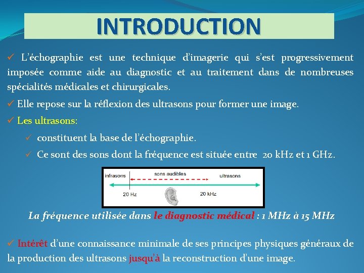 LES BASES PHYSIQUES DES ULTRASONS N HOUNANE PLAN
