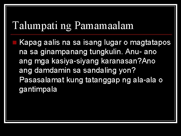 Mga Bahagi ng Talumpati Ayon sa a nilalaman