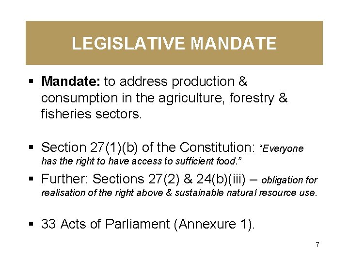 AN OVERVIEW OF THE AGRICULTURE FORESTRY FISHERIES SECTORS