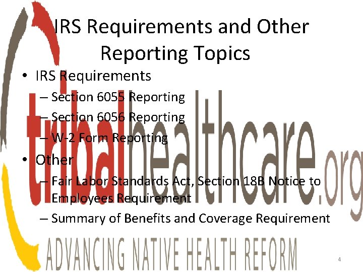 IRS Reporting and Other Requirements Version October 18