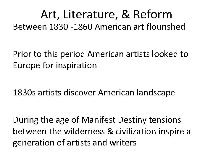Art Literature Reform Between 1830 1860 American art