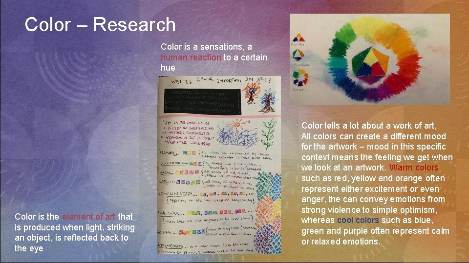 Color Research Color is a sensations a human
