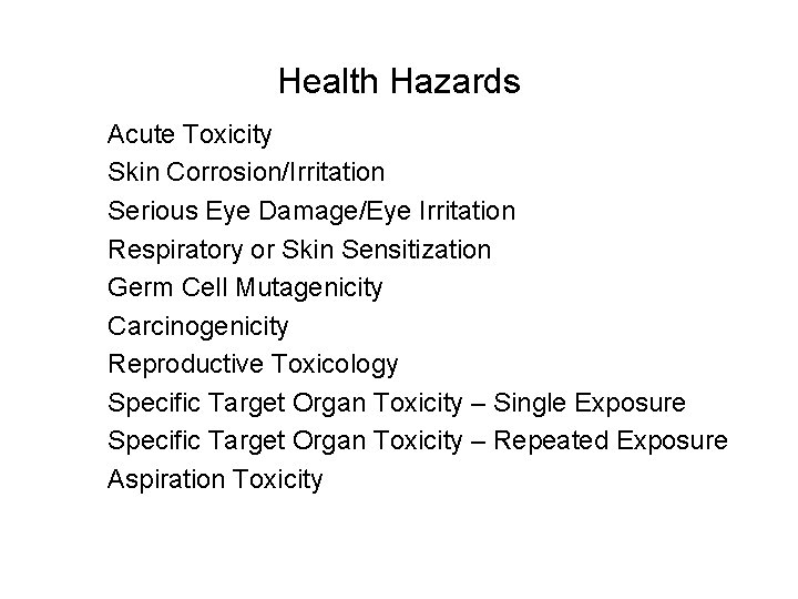 Risk Assess new features and GHS labelling for