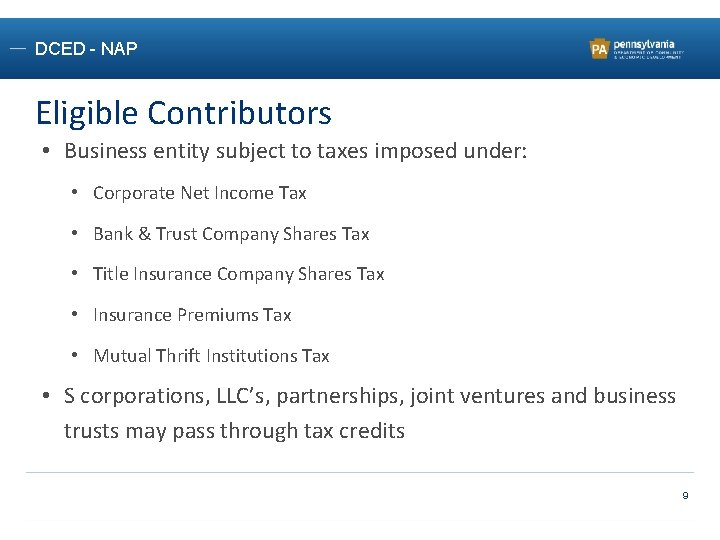 NAVIGATING DCED NEIGHBORHOOD ASSISTANCE PROGRAM Kim Thomas July