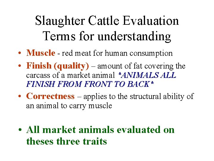 Livestock Evaluation Slaughter Cattle Evaluation Terms for understanding