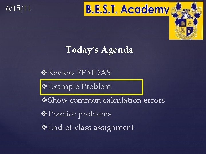 61511 Lesson 3 Evaluate algebraic expressions given variable