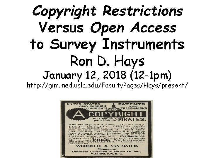 Copyright Restrictions Versus Open Access to Survey Instruments