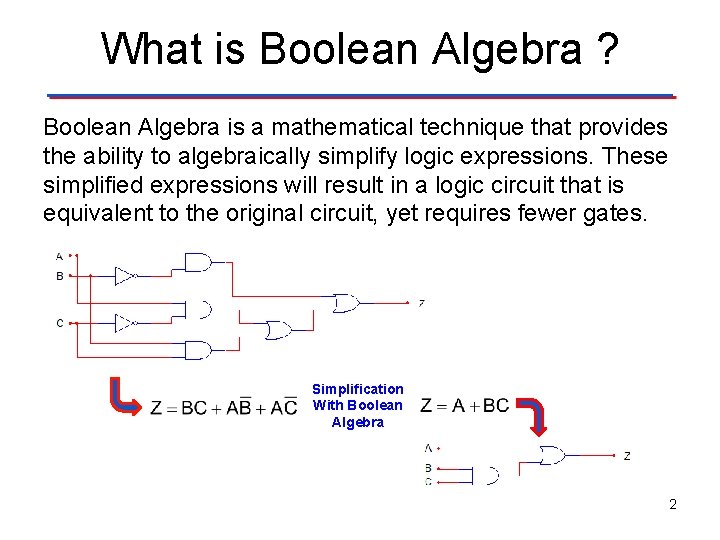 Circuit Simplification Boolean Algebra Digital Electronics 2014 Project